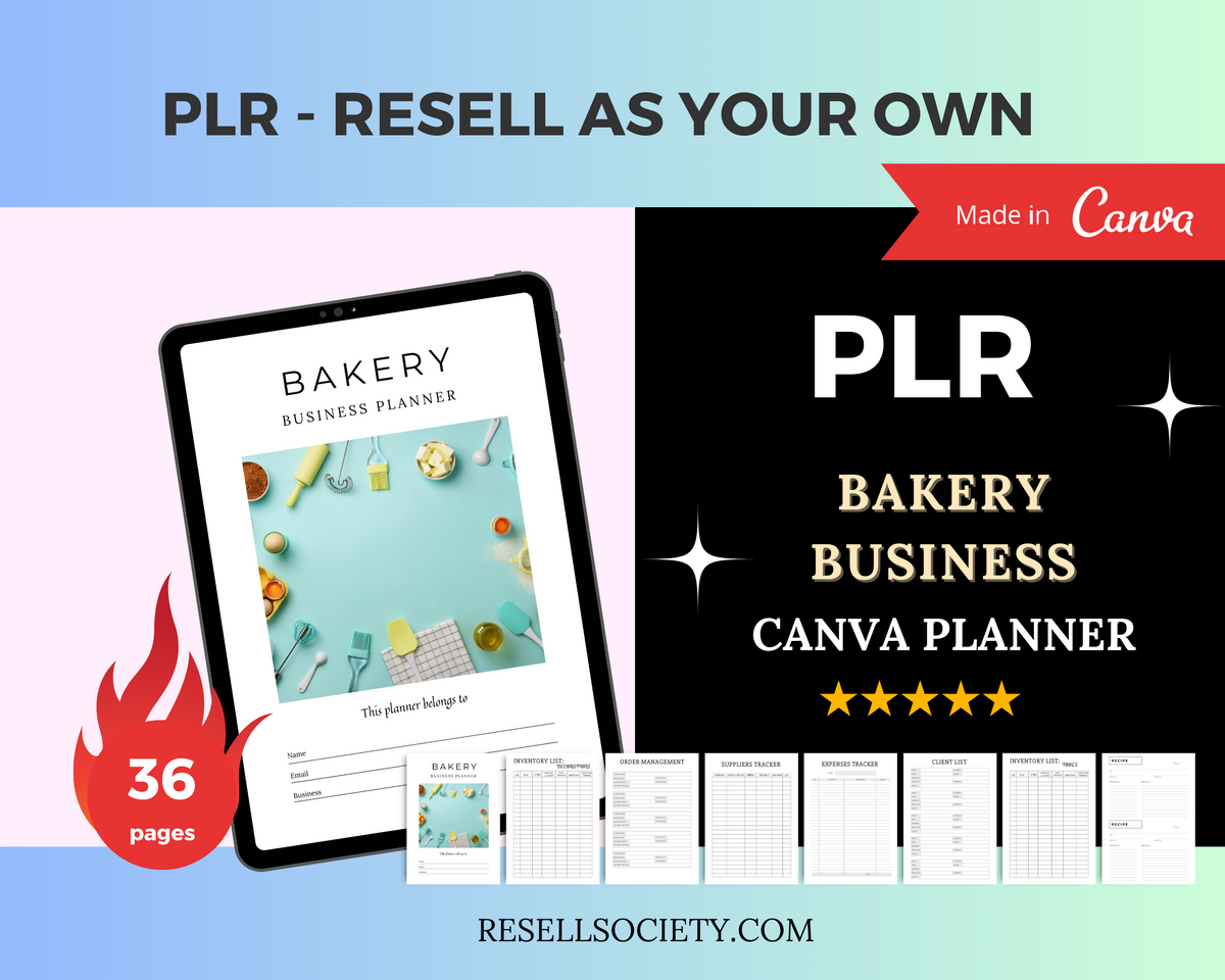 Editable Bakery Planner Templates in Canva | Commercial Use