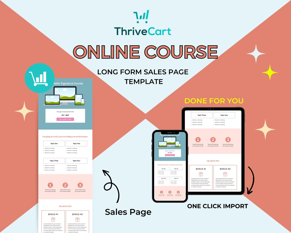 Online Course Sales Page Template in ThriveCart