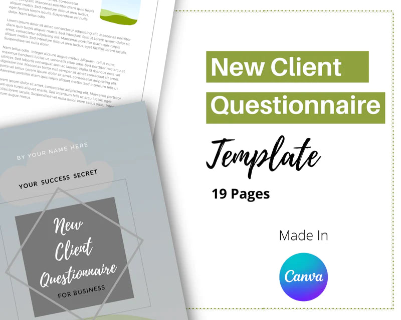 New Client Questionnaire | Canva Template | Buyer Questionnaire | Clie