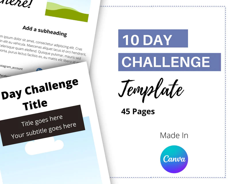 10 Day Challenge Template Canva Template, Daily Challenge, Commercial