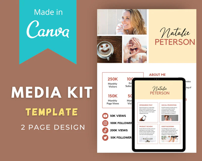 Neutral Media Kit Template | Media Press Kit | Canva Template | Commer